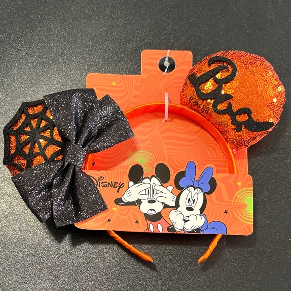 Disney | Accessories | Disney Orange And Black Halloween Mickey Ears ...